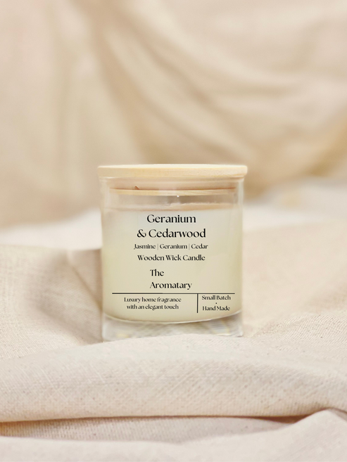 Geranium & Cedarwood Candle – The Aromatary
